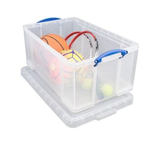 Really Useful Boxes(R) Plastic Storage Box, 64 Liters, 12 1/4in.H x 17 5/16in.W x 28in.D, Clear, 64C