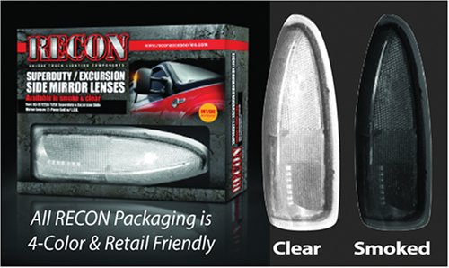 Recon 264120Bk Led Side Mirror Lens 2003-2007 Ford F250/F350 Super Duty & Excursion (2 Piece Set) - Smoked Lens