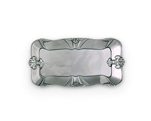 Arthur Court Designs Fleur-De-Lis Pattern Sand Casted in Aluminum with Artisan Quality Hand Polished Design Tarnish-Free 6 inch x 12 inch