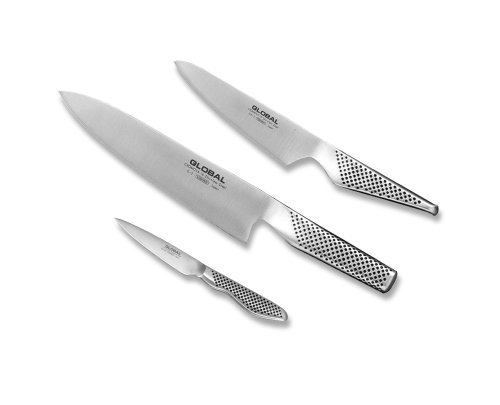 Global G-2338-3 Piece Starter Set with Chef's, Utility and Paring Knife, 3, Silver