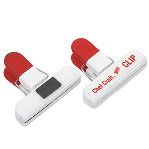 Chef Craft Select Plastic Magnetic Mini Clips, 3 Inches In length 2 Piece Set, Red/White