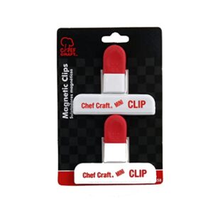 Chef Craft Select Plastic Magnetic Mini Clips, 3 Inches In length 2 Piece Set, Red/White