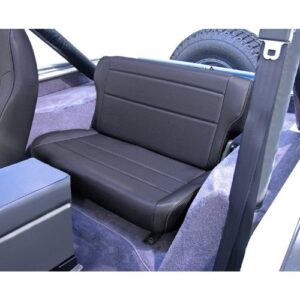 rugged ridge 13462.15 seat, rear, fold/tumble, black denim; 76-95 jeep cj/wrangler yj