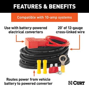 CURT 55151 Powered Converter Wiring Kit for Tail Light Converter, 10 Amps , Black