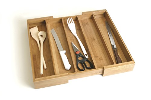 Lipper International 8892 Bamboo Wood Expandable to 22-1/4" Utensil Organizer