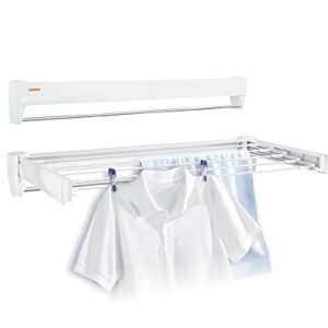 Leifheit 83201 Telefix 70 Wall Mount Retractable Clothes Drying Rack | 5 Drying Rods | White