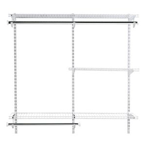 rubbermaid configurations deluxe closet kit, titanium, 4-8 ft., wire shelving kit with expandable shelving and telescoping rods, custom closet organization system, easy installation