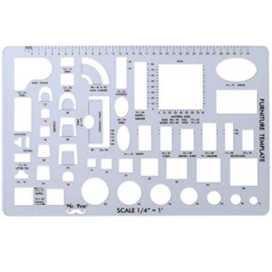 Mr. Pen- House Plan, Interior Design and Furniture Templates, Drafting Tools and Ruler Shapes for Architecture - Set of 3