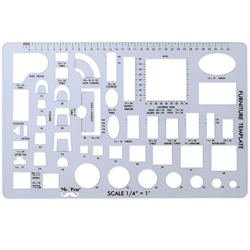 Mr. Pen- House Plan, Interior Design and Furniture Templates, Drafting Tools and Ruler Shapes for Architecture - Set of 3