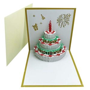 3D Pop Up Birthday Cards,Warming LED Light Birthday Cake Music Happy Birthday Card Postcards Pop Up Greeting Cards Laser Cut Happy Birthday Cards Best for Mom,Wife,Sister, Boy,Girl,Friends 1 Pack