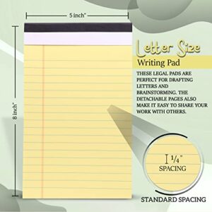 Jr. Legal pad, Small Note Pads Legal Ruled Writing Pad. Perforated Edge. 5" X 8" Canary Yellow, Universal, 50 sheets per Pad (Pack of 6)