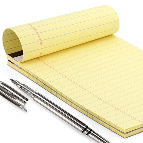 Jr. Legal pad, Small Note Pads Legal Ruled Writing Pad. Perforated Edge. 5" X 8" Canary Yellow, Universal, 50 sheets per Pad (Pack of 6)