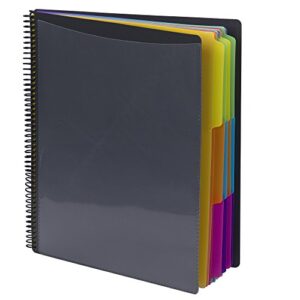 smead 24 pocket poly project organizer, 1/3-cut tab, letter size, gray with bright colors (89206)