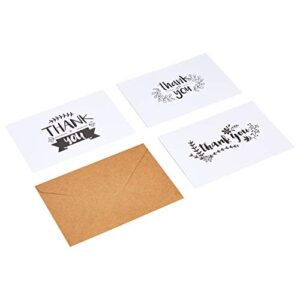 amazon basics thank you cards, black and white, 48 cards and envelopes