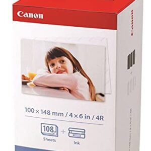 Canon KP-108IN 3 Color Ink Cassette and 108 Sheets 4 x 6 Paper Glossy for SELPHY CP1300, CP1200, CP910, CP900, CP760, CP770, CP780 CP800. Bonus: Quality Photo Microfiber Cloth