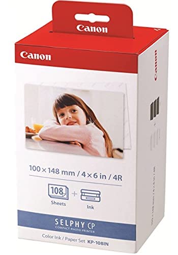 Canon KP-108IN 3 Color Ink Cassette and 108 Sheets 4 x 6 Paper Glossy for SELPHY CP1300, CP1200, CP910, CP900, CP760, CP770, CP780 CP800. Bonus: Quality Photo Microfiber Cloth