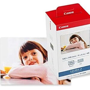 Canon KP-108IN 3 Color Ink Cassette and 108 Sheets 4 x 6 Paper Glossy for SELPHY CP1300, CP1200, CP910, CP900, CP760, CP770, CP780 CP800. Bonus: Quality Photo Microfiber Cloth