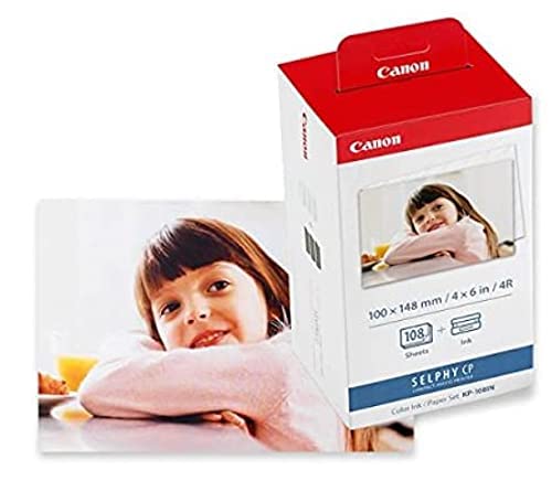 Canon KP-108IN 3 Color Ink Cassette and 108 Sheets 4 x 6 Paper Glossy for SELPHY CP1300, CP1200, CP910, CP900, CP760, CP770, CP780 CP800. Bonus: Quality Photo Microfiber Cloth