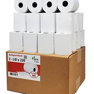 (32 Rolls) 3 1/8 x 230 Thermal Paper Receipt Rolls fits all Clover POS Cash Register Printers, Star Micronics SCP700 TSP100 TSP300 TSP400 TSP500 TSP600 TSP 700 TSP2000 CT S300 from BuyRegisterRolls