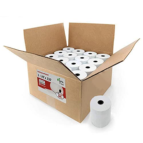 (32 Rolls) 3 1/8 x 230 Thermal Paper Receipt Rolls fits all Clover POS Cash Register Printers, Star Micronics SCP700 TSP100 TSP300 TSP400 TSP500 TSP600 TSP 700 TSP2000 CT S300 from BuyRegisterRolls