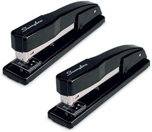 swingline stapler, commercial desktop staplers, 20 sheet capacity, portable, durable metal desktop stapler for home office supplies, classroom or desktop accessories, black, 2 pack (44401az)