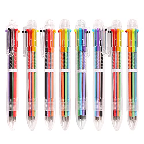 DAIKOYE 24 PCS 0.5mm 6-in-1 Multicolor Ballpoint Pen 6 Colors Transparent Barrel Ballpoint Pen for Office School Supplies Students Children Gift