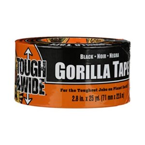 gorilla tough & wide duct tape, 2.88″ x 25yd, black, (pack of 1)