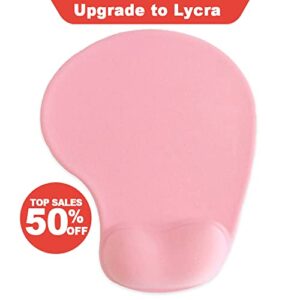 Office Mousepad with Gel Wrist Support - Ergonomic Gaming Desktop Mouse Pad Wrist Rest - Design Gamepad Mat Rubber Base for Laptop Computer (01Pink)