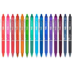 PILOT Pen 14447 FriXion Clicker Erasable, Refillable & Retractable Gel Ink Pens, Fine Point, Assorted Color Inks, 15-Pack Pouch