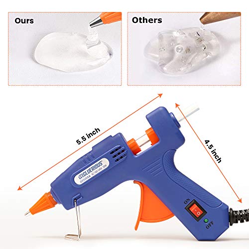 Gluerious Mini Hot Glue Gun with 30 Glue Sticks for Crafts School DIY Arts Home Quick Repairs, 20W, Blue