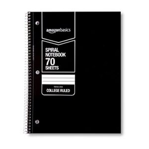 Amazon Basics College Ruled Wirebound Spiral Notebook, 70-Sheet - 5-Pack, Assorted Solid Colors