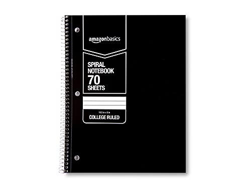 Amazon Basics College Ruled Wirebound Spiral Notebook, 70-Sheet - 5-Pack, Assorted Solid Colors