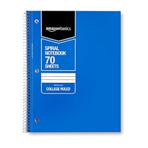 Amazon Basics College Ruled Wirebound Spiral Notebook, 70-Sheet - 5-Pack, Assorted Solid Colors