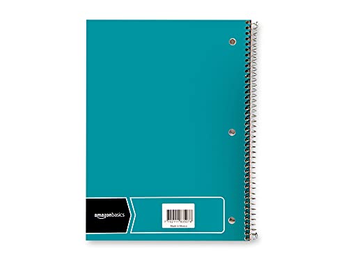 Amazon Basics College Ruled Wirebound Spiral Notebook, 70-Sheet - 5-Pack, Assorted Solid Colors