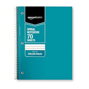 Amazon Basics College Ruled Wirebound Spiral Notebook, 70-Sheet - 5-Pack, Assorted Solid Colors