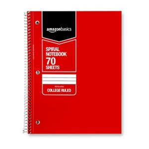 Amazon Basics College Ruled Wirebound Spiral Notebook, 70-Sheet - 5-Pack, Assorted Solid Colors