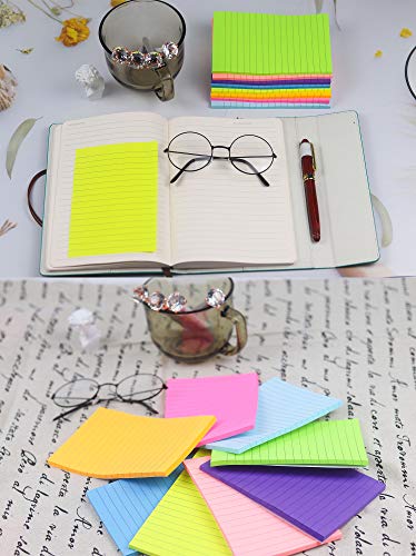 (8 Pack) Lined Sticky Notes Post, 8 Colors Self Sticky Notes Pad Its 4X6 in, Bright Post Stickies Colorful Big Square Sticky Notes for Office, Home, School, Meeting,40 Sheets/pad