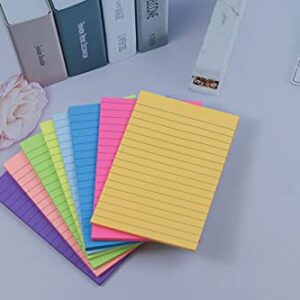 (8 Pack) Lined Sticky Notes Post, 8 Colors Self Sticky Notes Pad Its 4X6 in, Bright Post Stickies Colorful Big Square Sticky Notes for Office, Home, School, Meeting,40 Sheets/pad