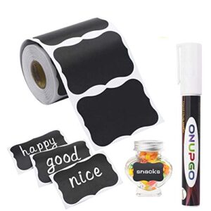 onupgo chalkboard labels-180pcs waterproof reusable blackboard stickers with 1 liquid chalk marker for mason jars, parties decoration, craft rooms, weddings, storage, organize your home & kitchen