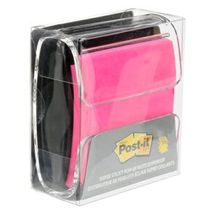 Post-it Pop-up Notes Dispenser, 3x3 in, Black Base Clear Top, Pack includes dispenser and a 45-Sheet Pad of Pop-up Notes (WD-330-BK)