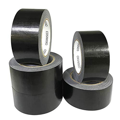 COSIMIXO 5-Pack Black Heavy Duty Duct Tape, 2 inches x 30 Yards, Strong, Flexible, No Residue, All-Weather and Tear by Hand - Bulk Value for Repairs, Industrial, Professional Use