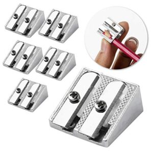 mr. pen handheld metal pencil sharpener with 2 holes, pack of 6