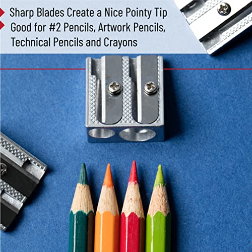 Mr. Pen Handheld Metal Pencil Sharpener with 2 Holes, Pack of 6