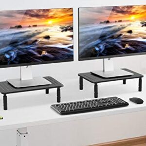 2 Pack Premium Laptop PC Monitor Stand with Sturdy, Stable Black Metal Construction. Fashionable Riser Height Adjustable with Non-Skid Rubber. Perfect for Computer Monitor iMac Stand or Computer Shelf