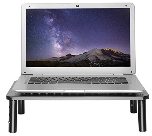 2 Pack Premium Laptop PC Monitor Stand with Sturdy, Stable Black Metal Construction. Fashionable Riser Height Adjustable with Non-Skid Rubber. Perfect for Computer Monitor iMac Stand or Computer Shelf