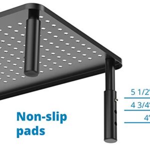 2 Pack Premium Laptop PC Monitor Stand with Sturdy, Stable Black Metal Construction. Fashionable Riser Height Adjustable with Non-Skid Rubber. Perfect for Computer Monitor iMac Stand or Computer Shelf