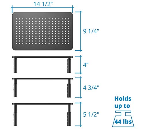 2 Pack Premium Laptop PC Monitor Stand with Sturdy, Stable Black Metal Construction. Fashionable Riser Height Adjustable with Non-Skid Rubber. Perfect for Computer Monitor iMac Stand or Computer Shelf