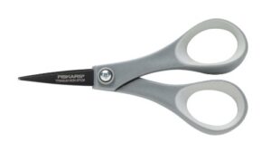 fiskars 154110-1001 non-stick titanium softgrip detail scissors, 5 inch , grey