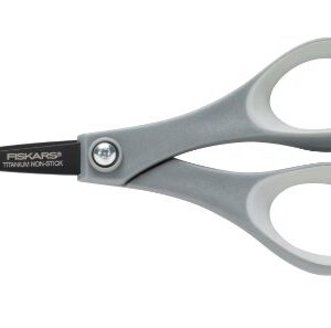 Fiskars 154110-1001 Non-stick Titanium Softgrip Detail Scissors, 5 Inch , Grey