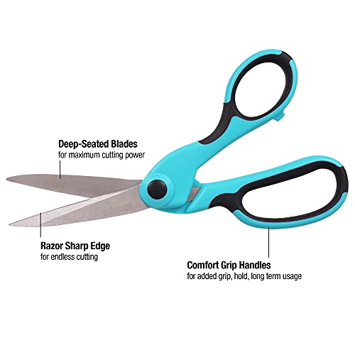 SINGER ProSeries Sewing Scissors Bundle, 8.5" Heavy Duty Fabric Scissors, 4.5" Detail Embroidery Scissors, 5" Thread Snips with Comfort Grip